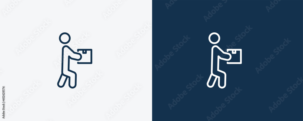 stick man with box icon. Outline stick man with box icon from behavior ...