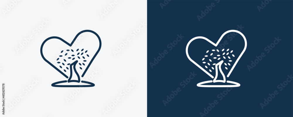 tree with hearts icon. Outline tree with hearts, heart icon from ...
