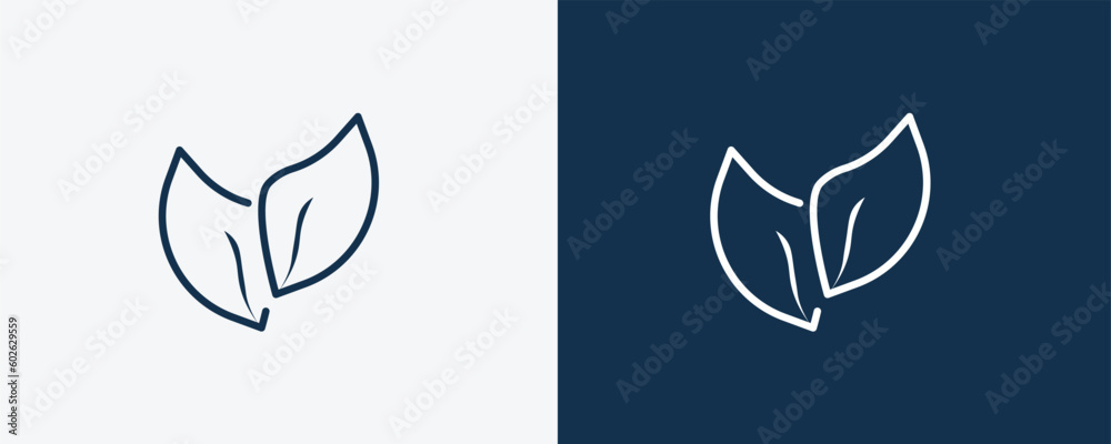 two leaves icon. Outline two leaves, natural icon from ecology ...