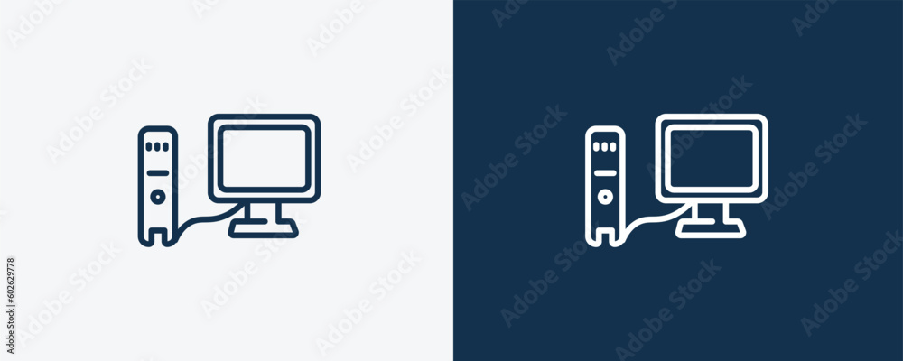 work station icons. Outline work station, work icon from computer and ...