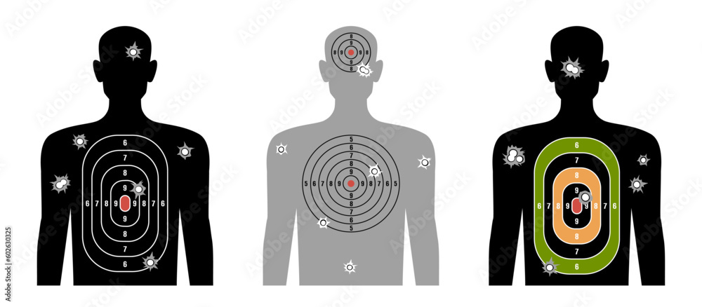 Target human silhouette. Male body shape boards for shooting, marking ...