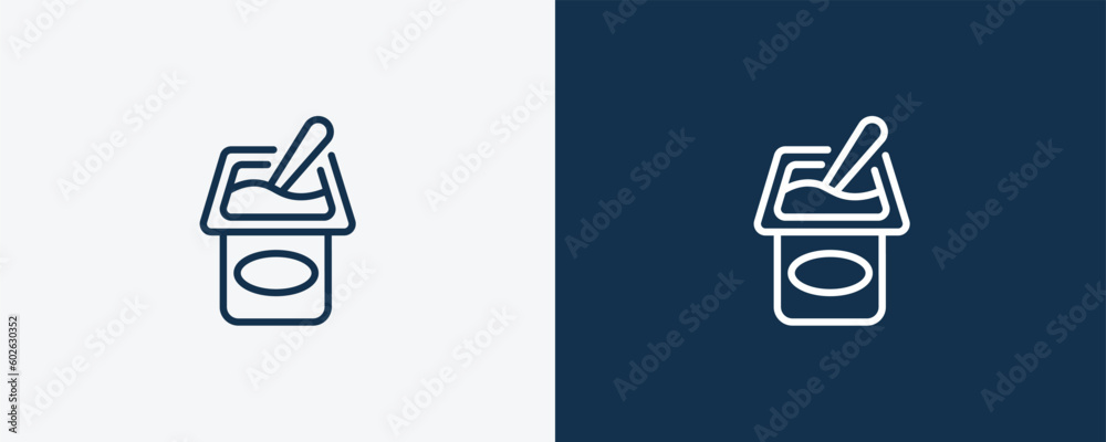 yogurt with spoon icon. Outline yogurt with spoon icon from restaurant ...