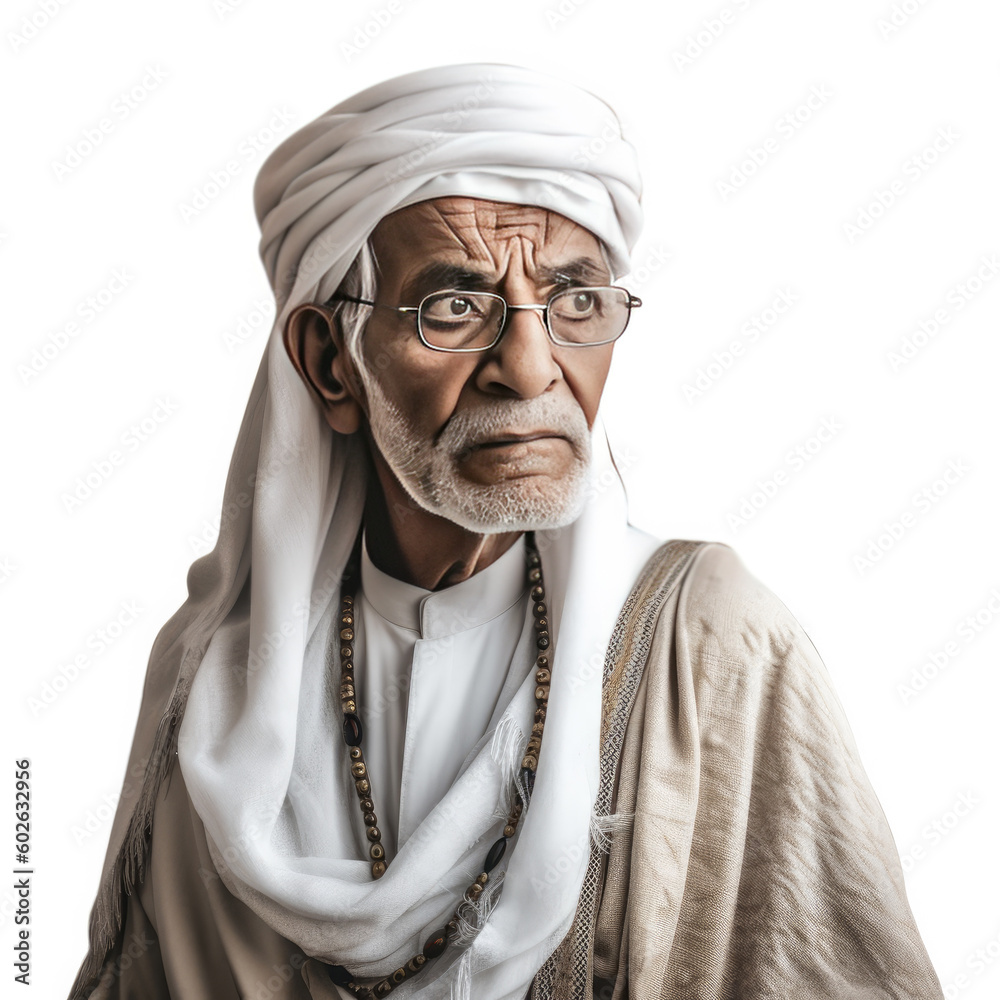 Adult Emirati man in UAE traditional outfit showing a variety of hand ...