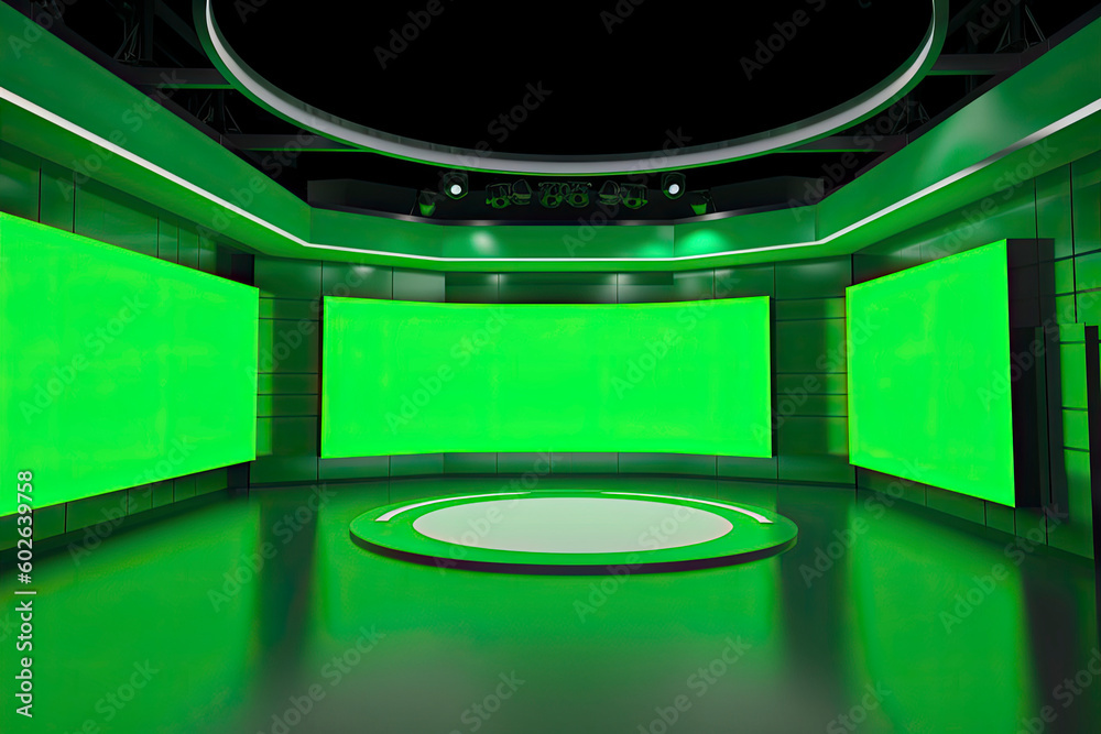 VirtualTV Studio Set. green screen background. 3d Rendering Virtual set ...