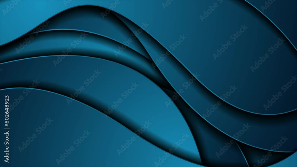 Dark blue waves abstract corporate elegant background. Seamless looping ...