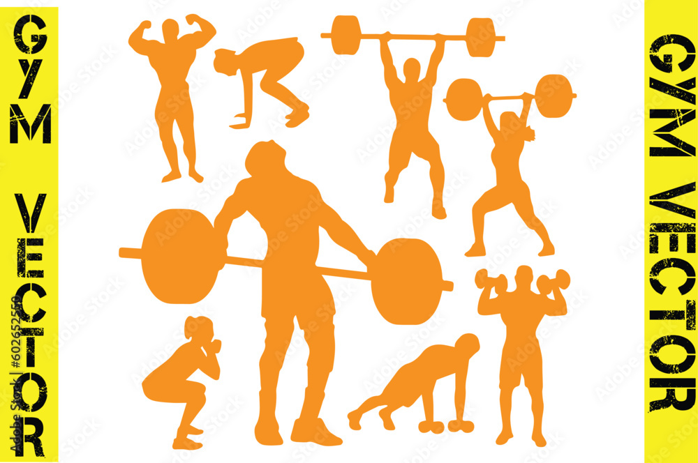 Gym fitness elements set Vector elements for vintage fitness and gym ...
