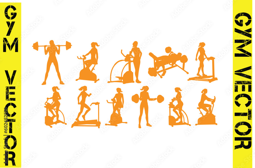 Gym fitness elements set Vector elements for vintage fitness and gym ...