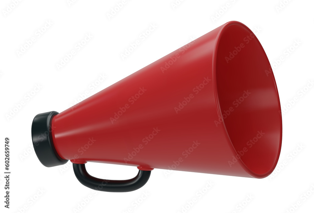 Red Megaphone icons isolated on white background. 3d megaphone speaker ...