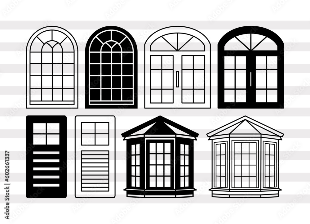Stockvector Window SVG, Close Windows Svg, Windows Silhouette, Windows ...