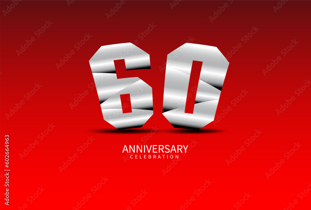 60 Year Anniversary Celebration Logo silver vector, 60 Number Design ...