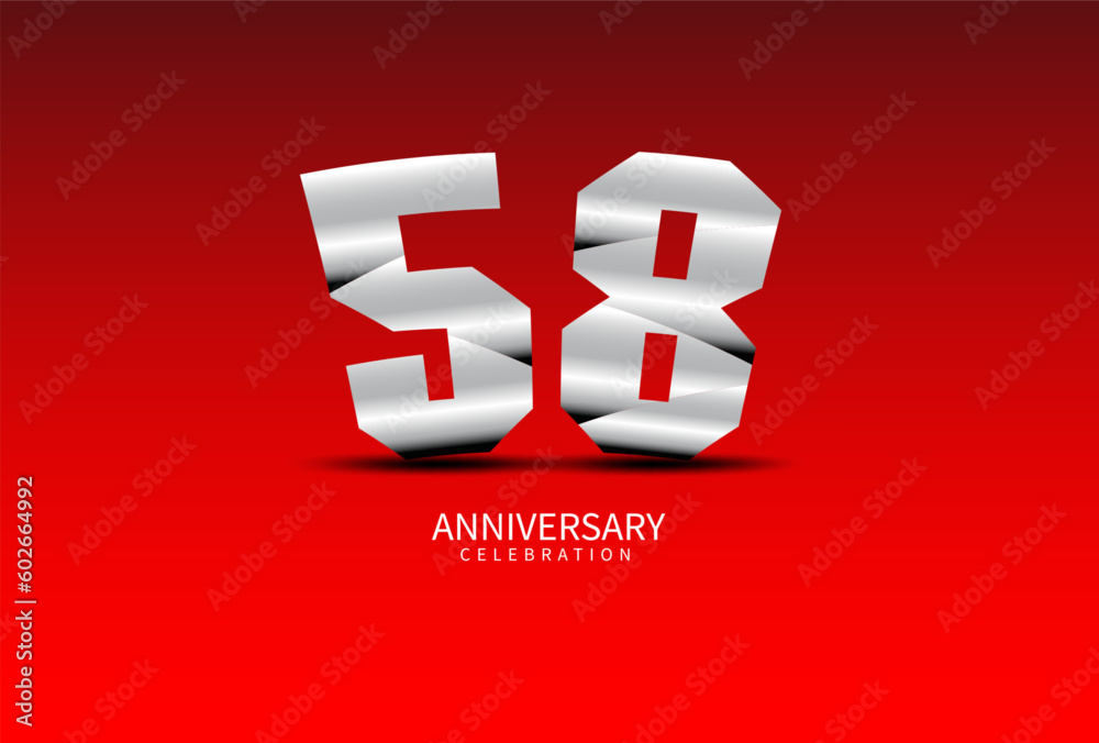 58 Year Anniversary Celebration Logo silver vector, 58 Number Design ...