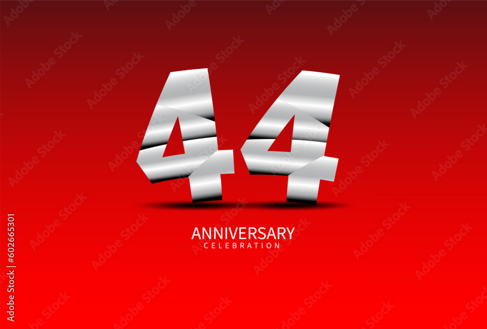 44 Year Anniversary Celebration Logo silver vector, 44 Number Design ...