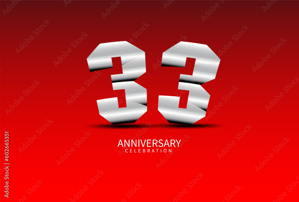 33 Year Anniversary Celebration Logo silver vector, 33 Number Design ...