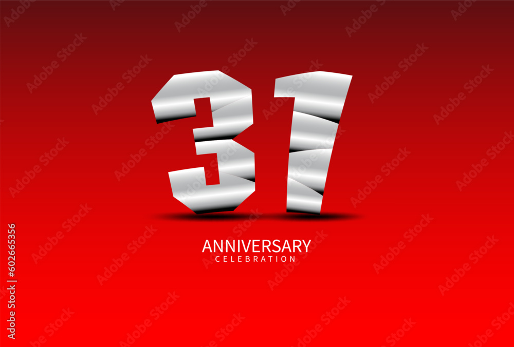 31 Year Anniversary Celebration Logo silver vector, 31 Number Design ...