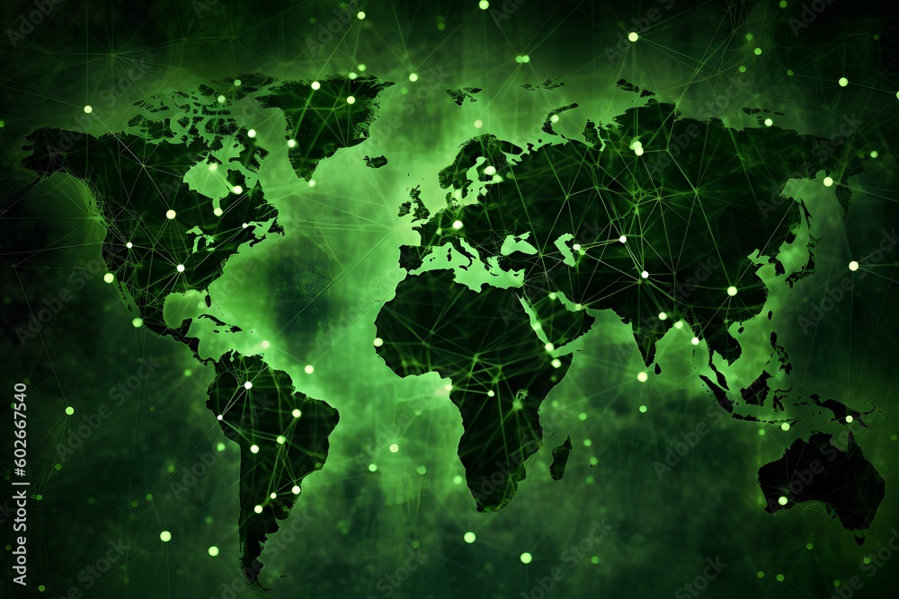 ."Global Connections" - A vibrant green background showcases the ...
