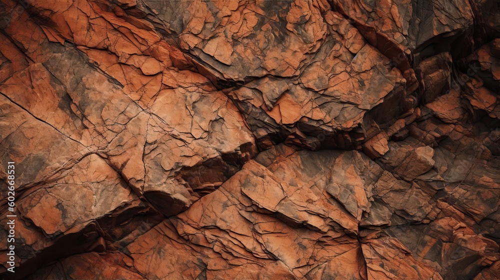 Dark red orange brown rock texture with cracks. Close-up. Rough ...