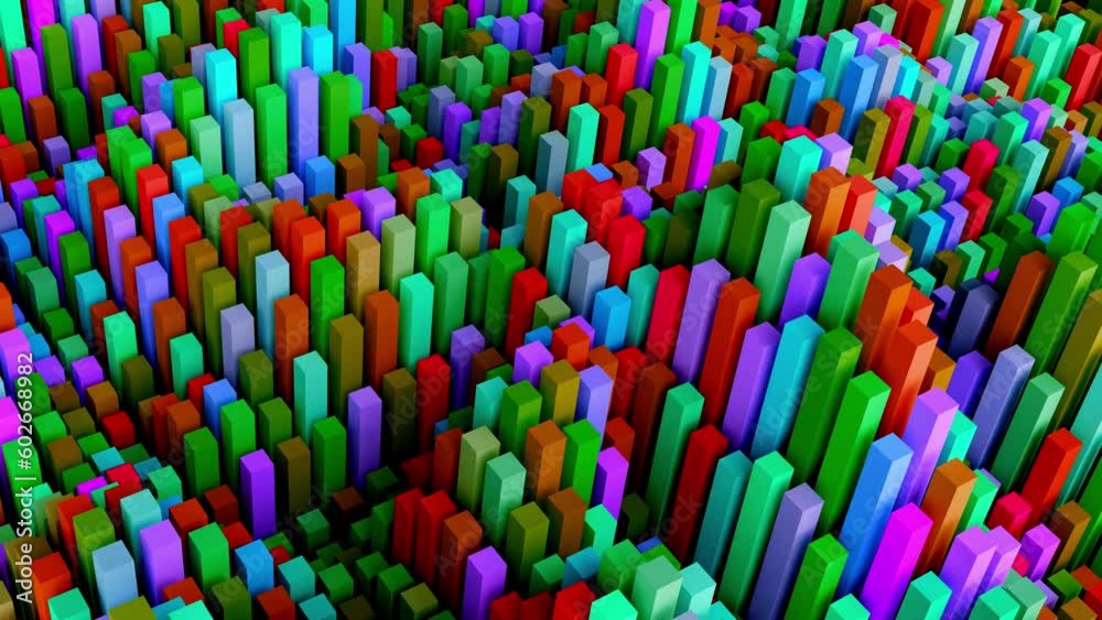 Vidéo Stock Abstraction colorful boxes form a wave. Abstract motion, loop, 3d rendering, 4k ...