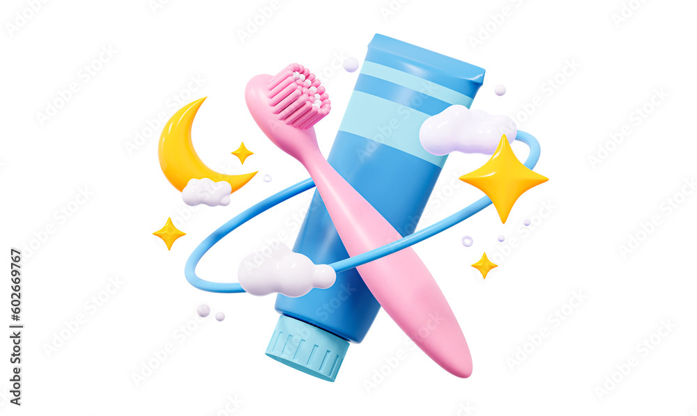 Oral care before going to bed. Toothpaste with toothbrush in the design ...