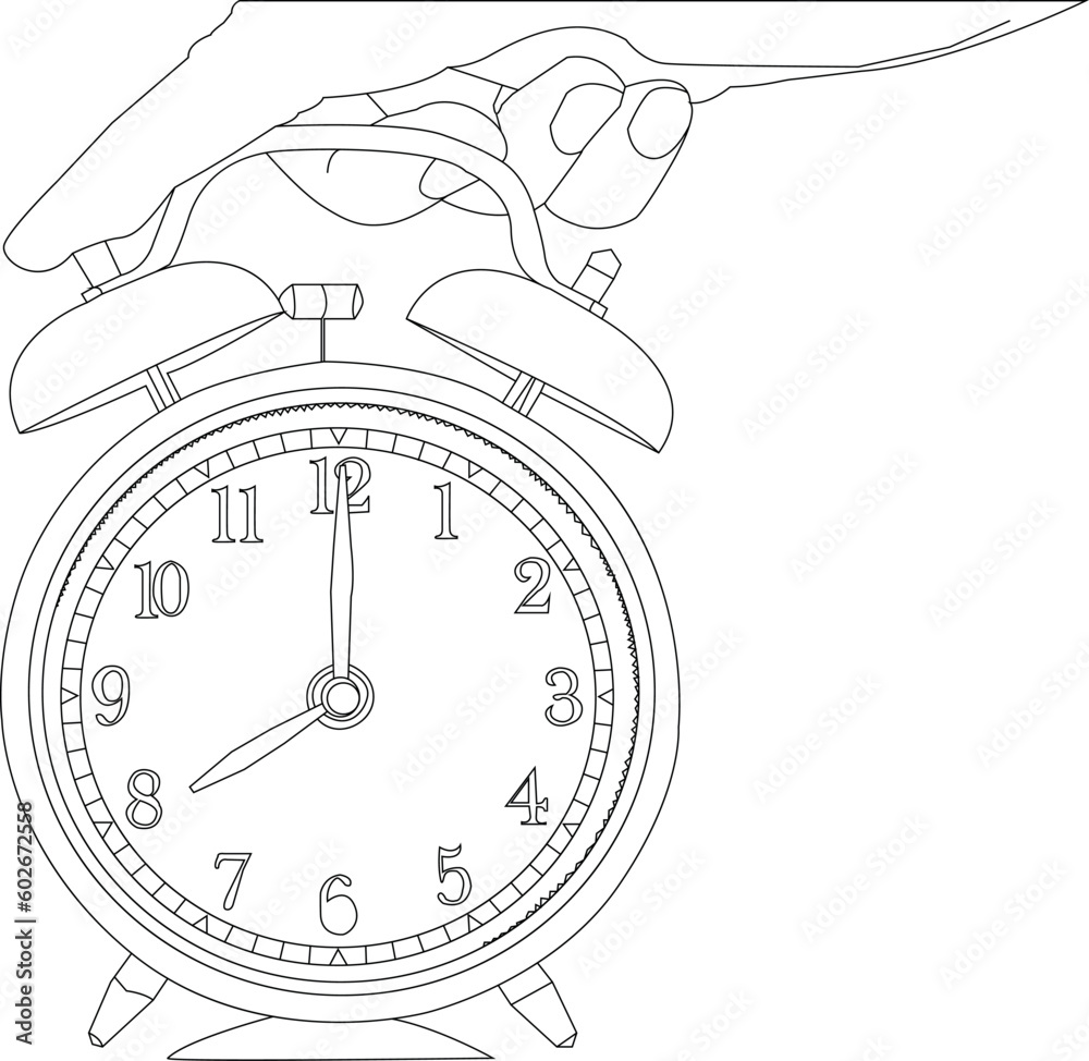 one line drawing hand holding watch and outline vector on white ...