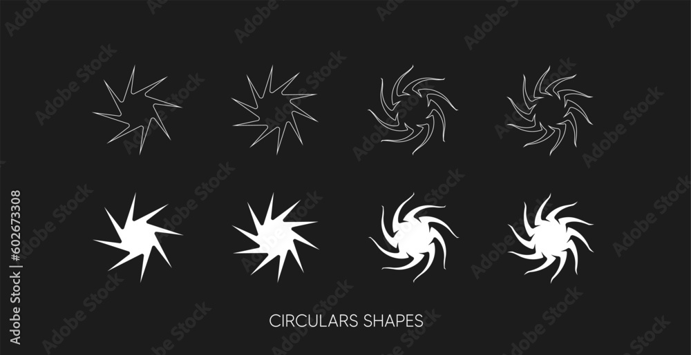 Spiral and rotational modern vector shapes. Collection universal trendy ...