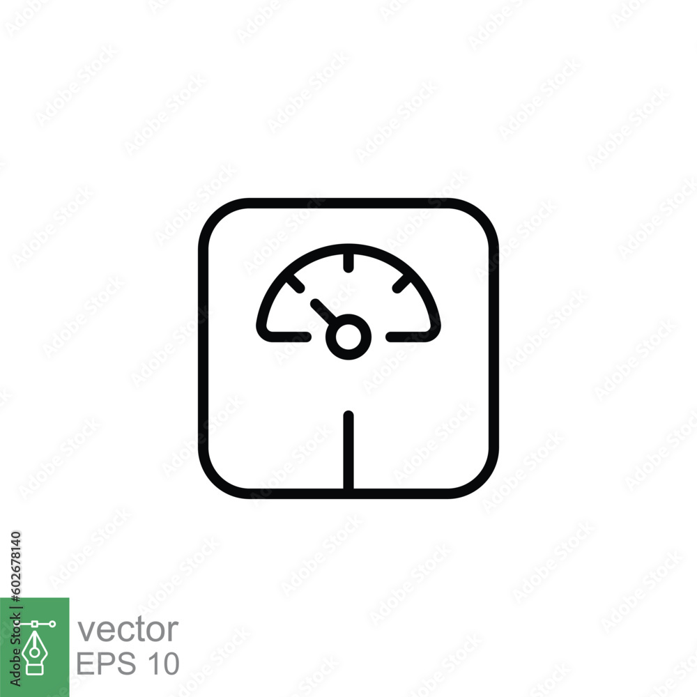 Weight scale icon. Simple outline style. Weight loss, body balance ...