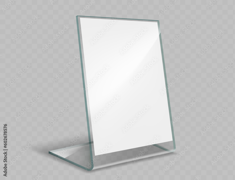 Desktop stand display holder for paper or menu. Blank template isolated ...