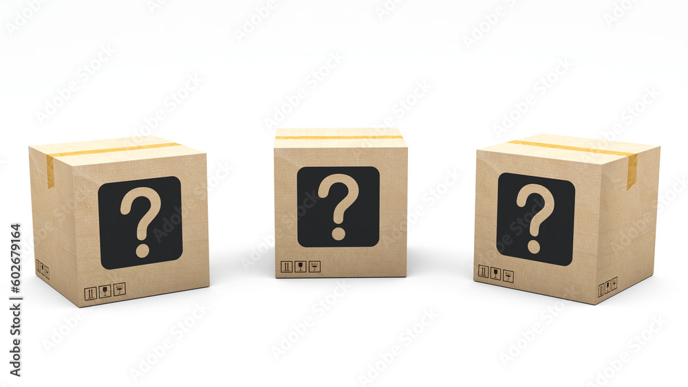 ภาพประกอบสต็อก Kraft box stamped with an icon: interrogation. Cardboard ...