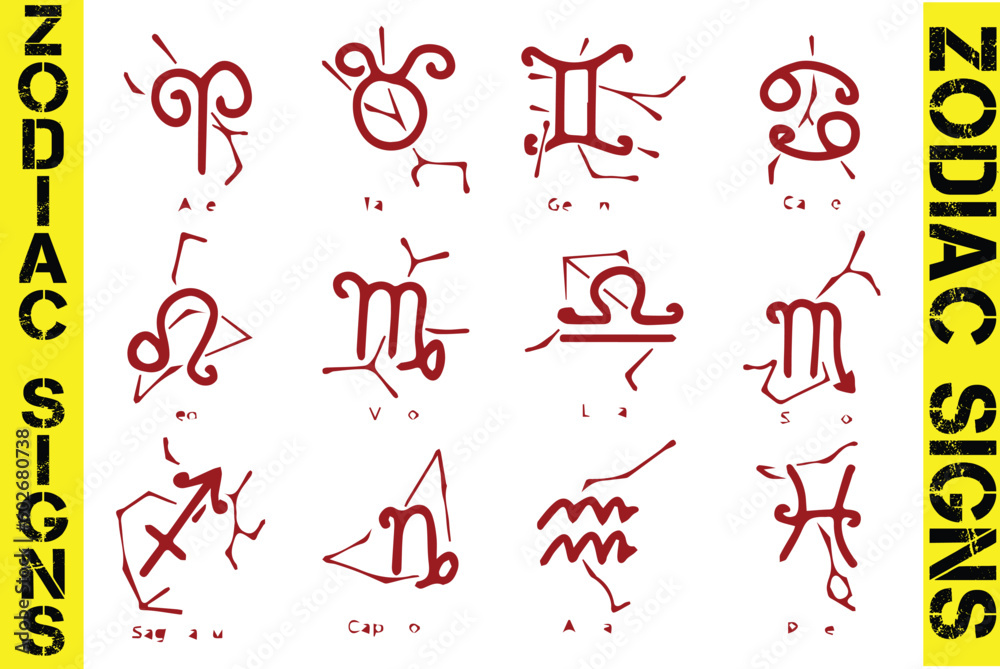 Chinese zodiac signs icons vector image, Zodiac signs icons vector ...