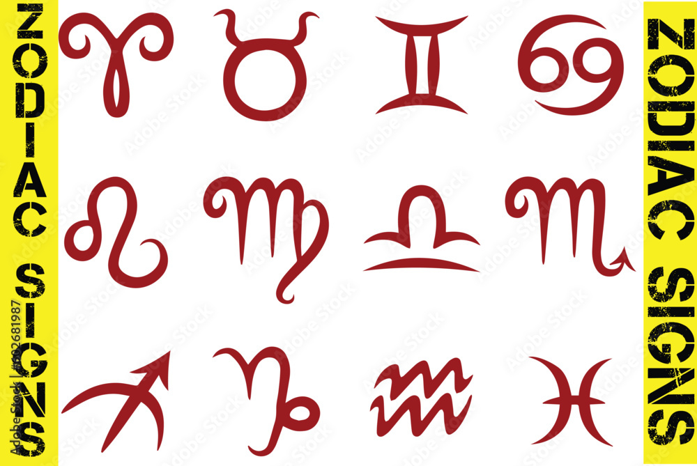 Chinese zodiac signs icons vector image, Zodiac signs icons vector ...