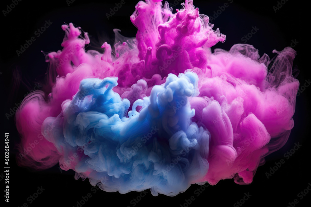 Rainbow smoke explosion against black background: explosion of vibrant ...