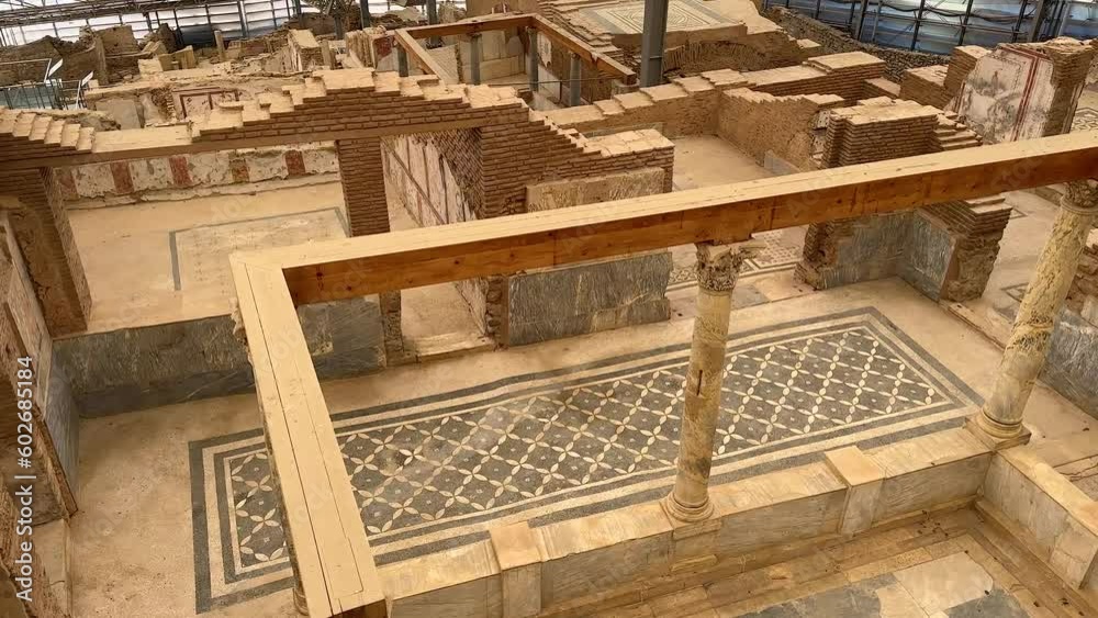 Terrace houses in Ephesus Ancient City. The Terrace Houses complex in ...