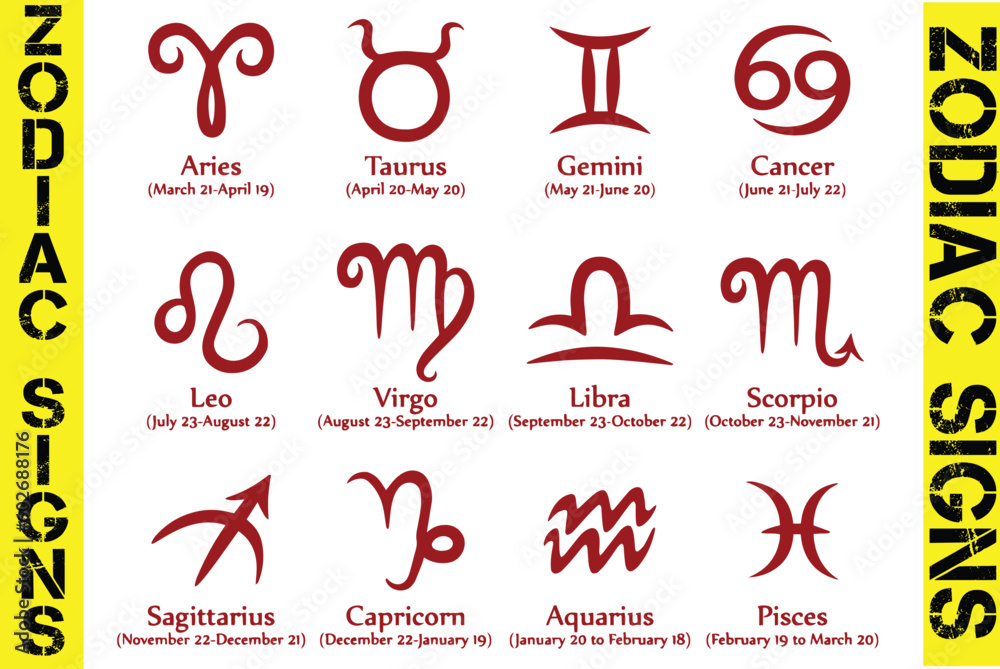 Vetor do Stock: Zodiac symbols vector image, Chinese zodiac signs icons ...
