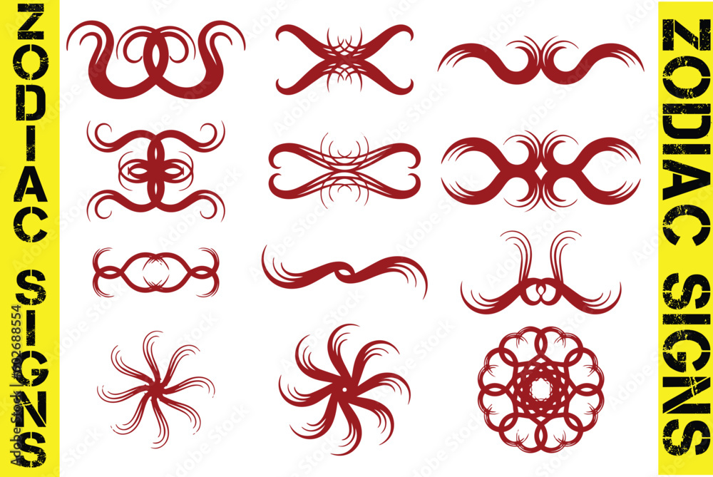 Vetor do Stock: Zodiac symbols vector image, Chinese zodiac signs icons ...