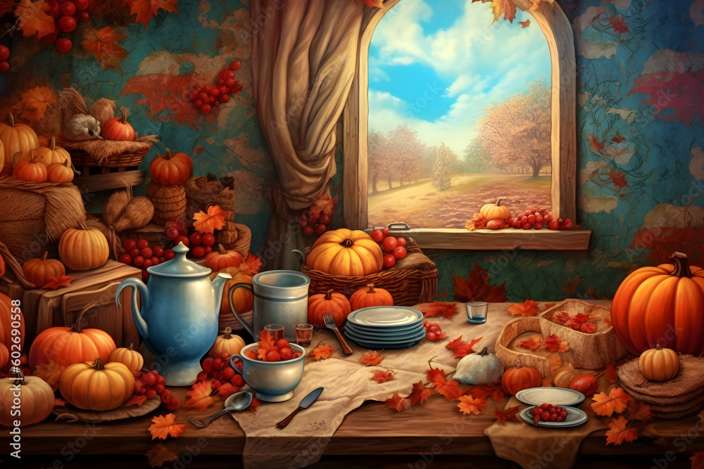 Thanksgiving Backgrounds: Festive Tables, Harvest Scenes, Cozy ...