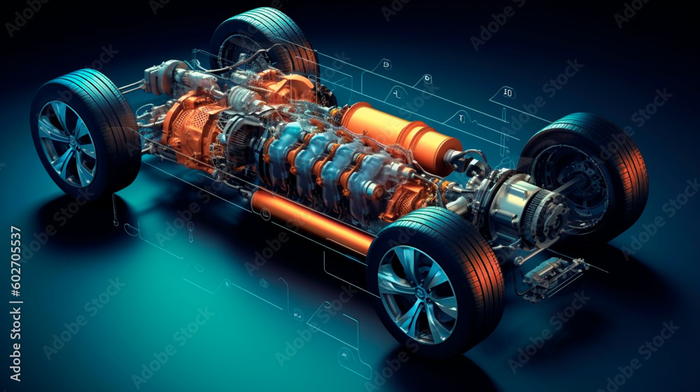 Unleashing Electric Power: Detailed Illustration of an Electric Vehicle ...