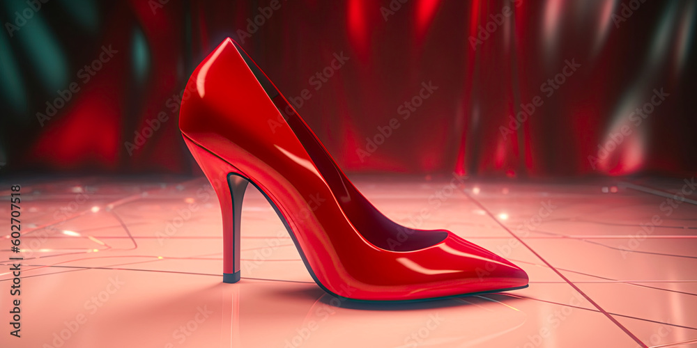 Sexy red high heel shoe. Luxurious fashion design. Studio shot. Ai ...