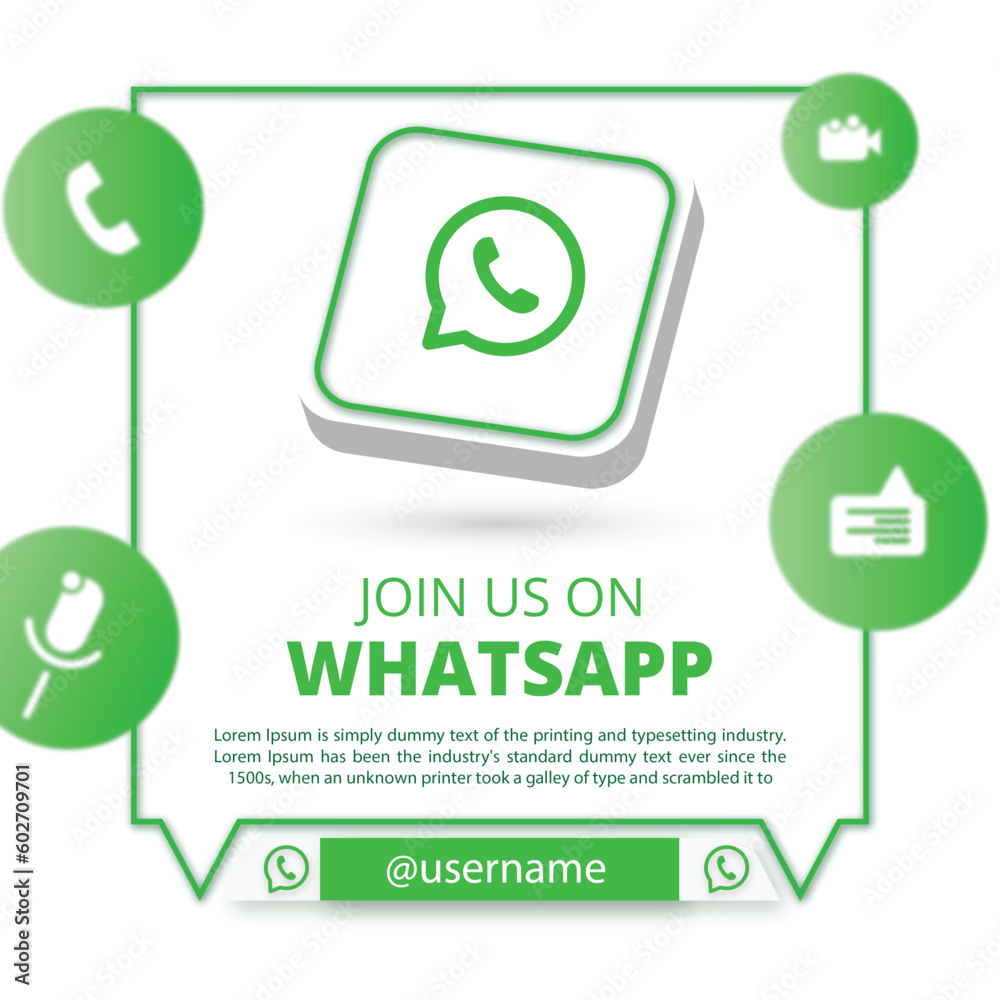 Join us on WhatsApp social media banner with a 3d round circle.WhatsApp ...