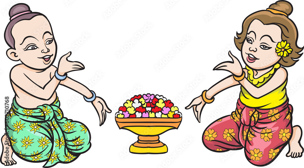 Thai traditional dance, Thai children, Thai cartoons. pop art retro ...