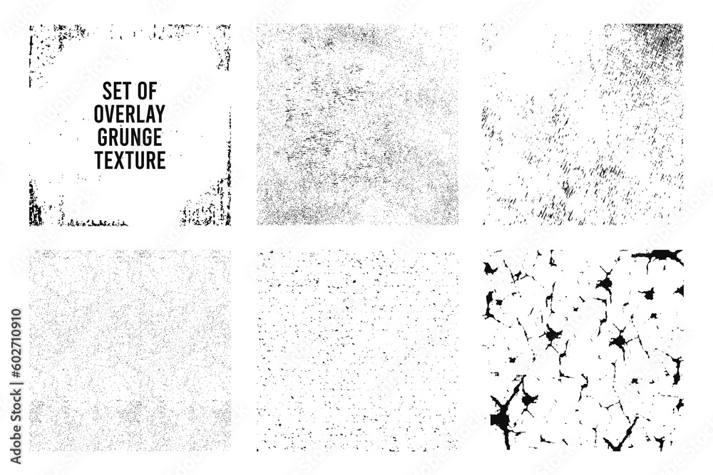 Overlay grunge textures set. Various overlays texture, imitation of ...