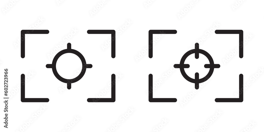 Vetor de Camera focus line icon. Viewfinder vector symbol outline ...