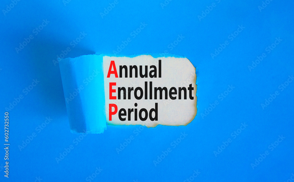 AEP symbol. Concept words AEP Annual enrollment period on beautiful ...