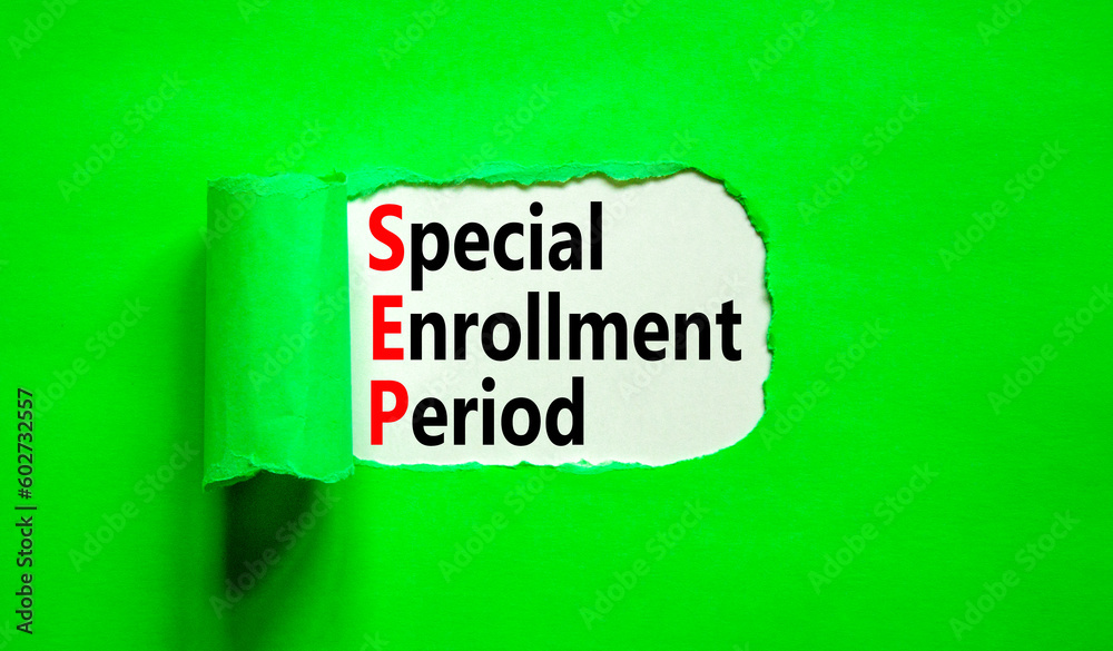 SEP symbol. Concept words SEP Special enrollment period on beautiful ...