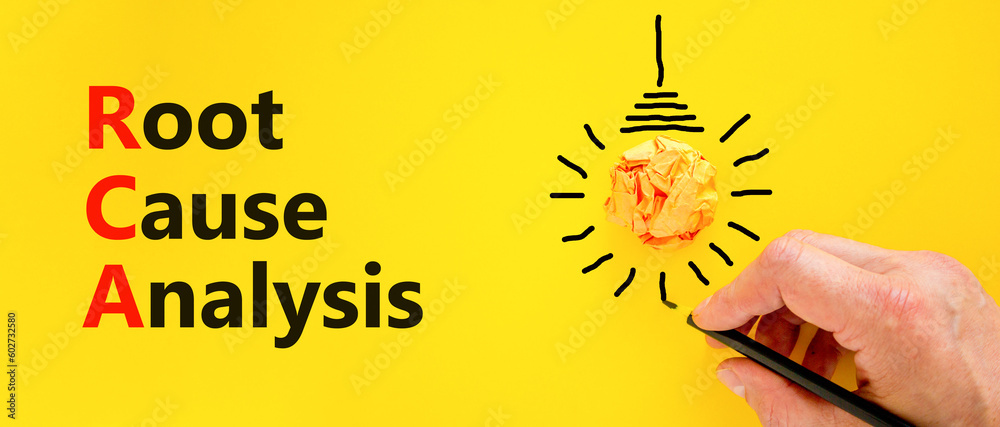 RCA root cause analysis symbol. Concept words RCA root cause analysis ...