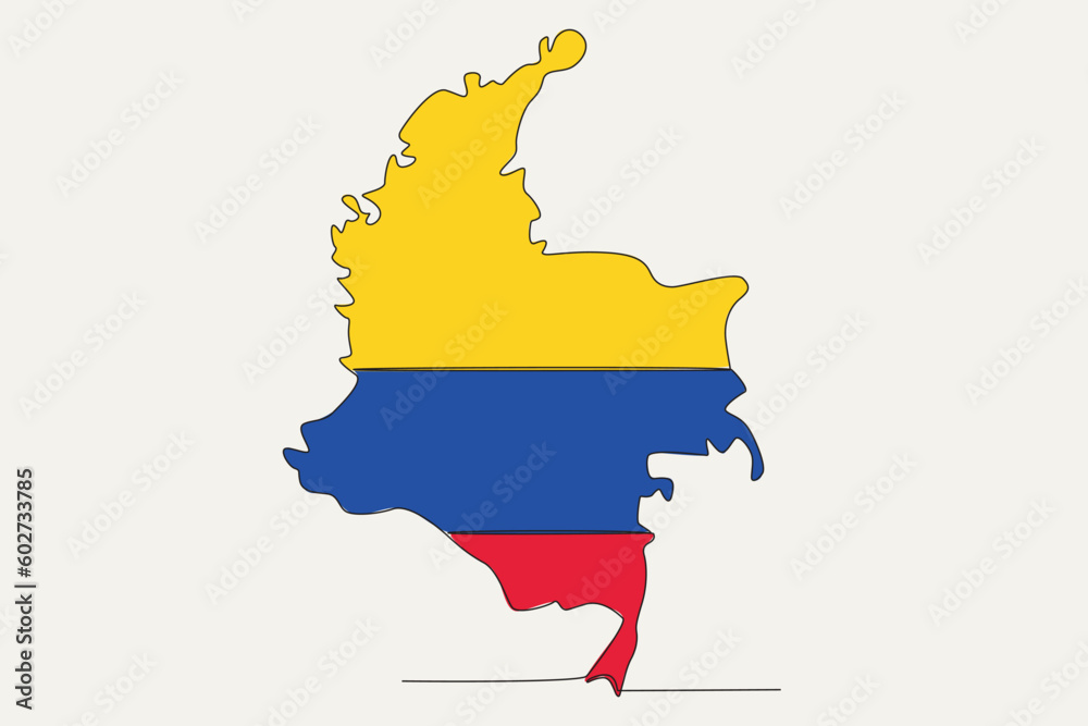Color illustration of Colombia country map. Independencia de Colombia ...