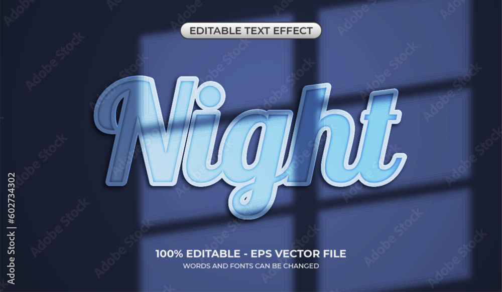 Night text effect with moonlight coming through the window. Editable ...