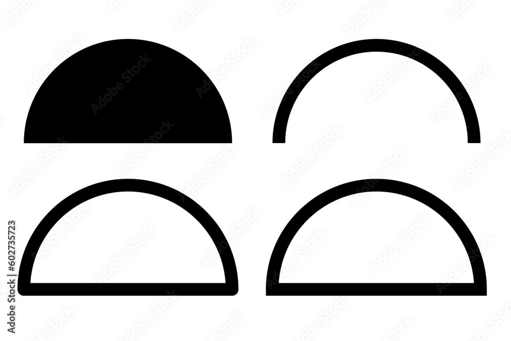 Set of Semicircle Vector Editable Stroke. Divide Geometric Design ...