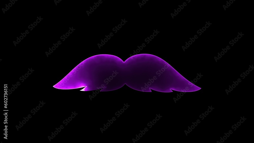 Computer generated background with neon light draws a mustache shape ...