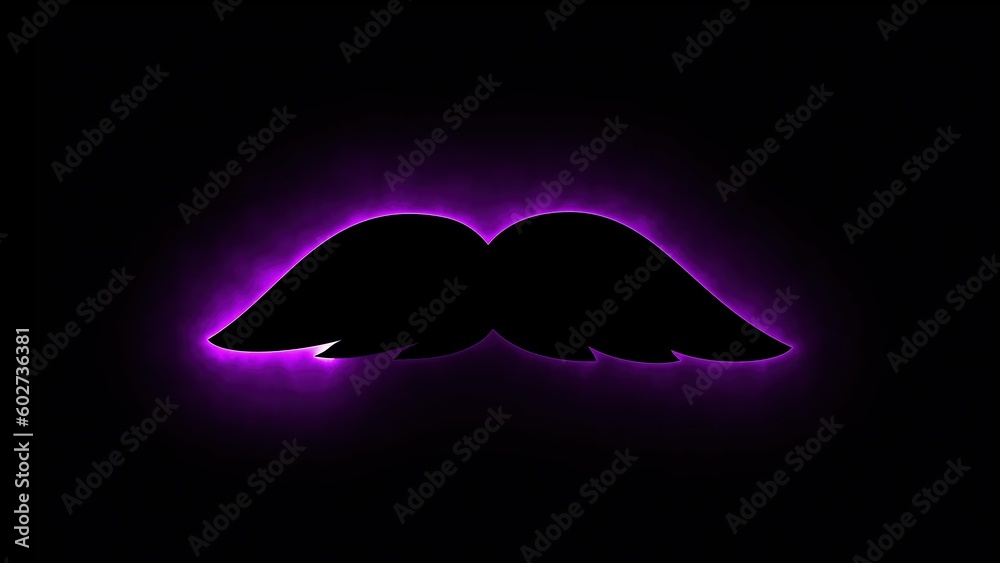 Computer generated background with neon light draws a mustache shape ...