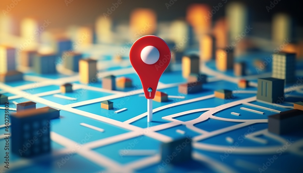 Location pin sign icon and gps navigation map road direction background ...