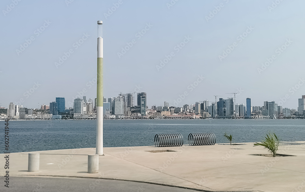 Panoramic view at the Luanda downtown, from Cabo Island, cityscape ...